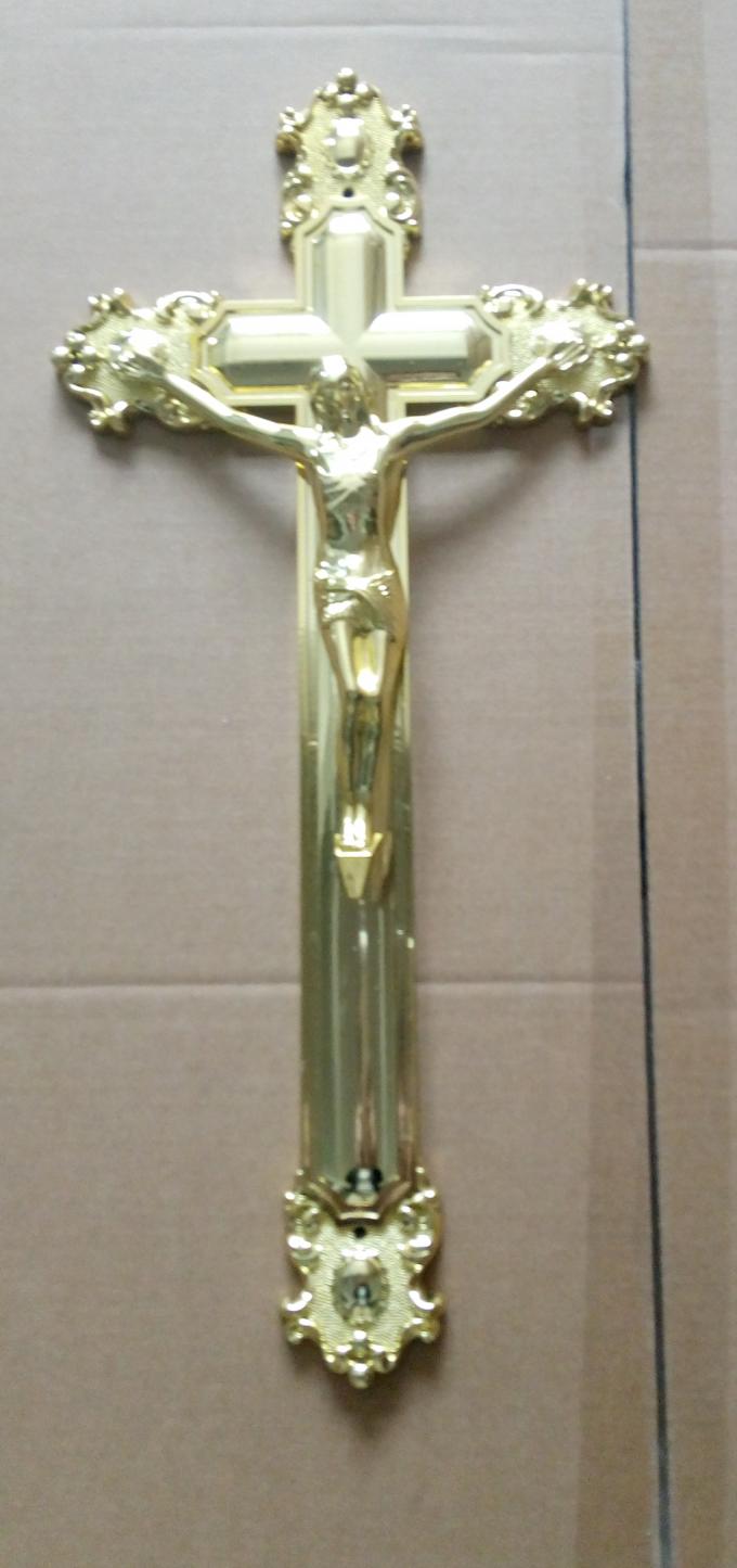 Jesus Ornamental Coffin Crucifix For Funeral Gold Color Size 44.8 × 20.8 Cm