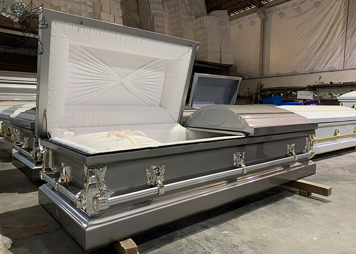 Metal Stainless Steel Casket Customizable Interior For Funeral Handle